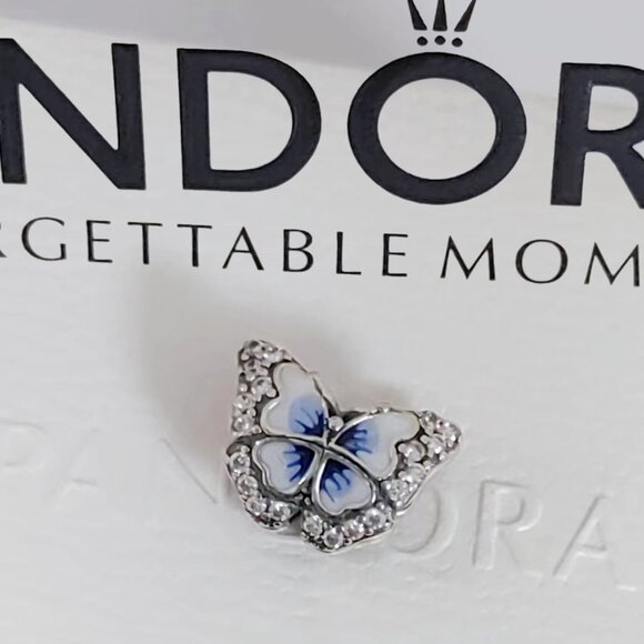 Pandora | Jewelry | Pandora Blue Butterfly Sparkling Charm S925 ...